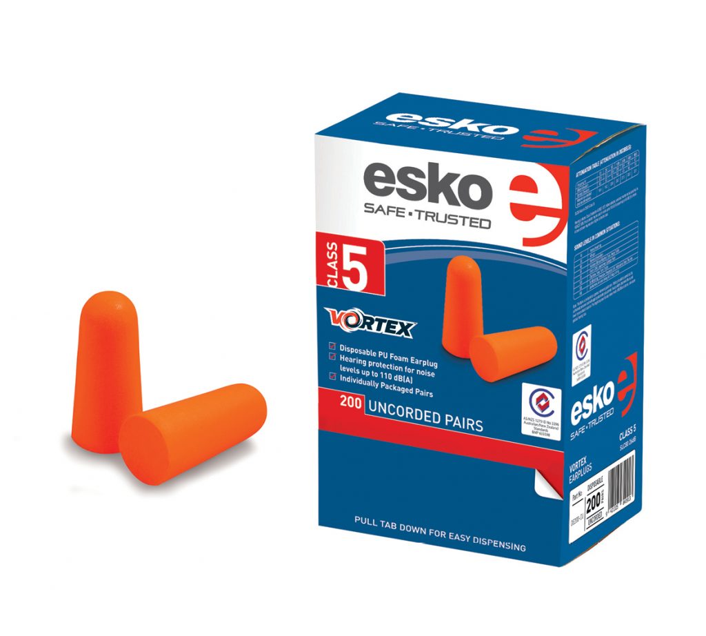 Esko Vortex Earplug Disposable Uncorded CL5 Orange 200/Box - Safety1st