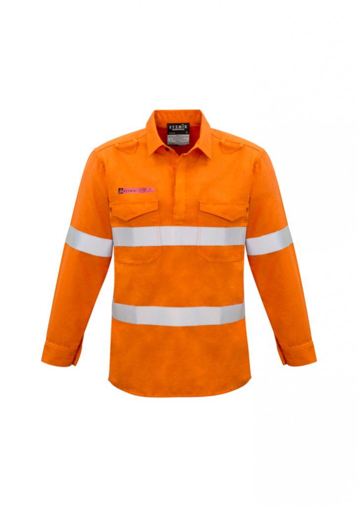 Syzmik FR Closed Front Hooped Taped Shirt Orange - Safety1st