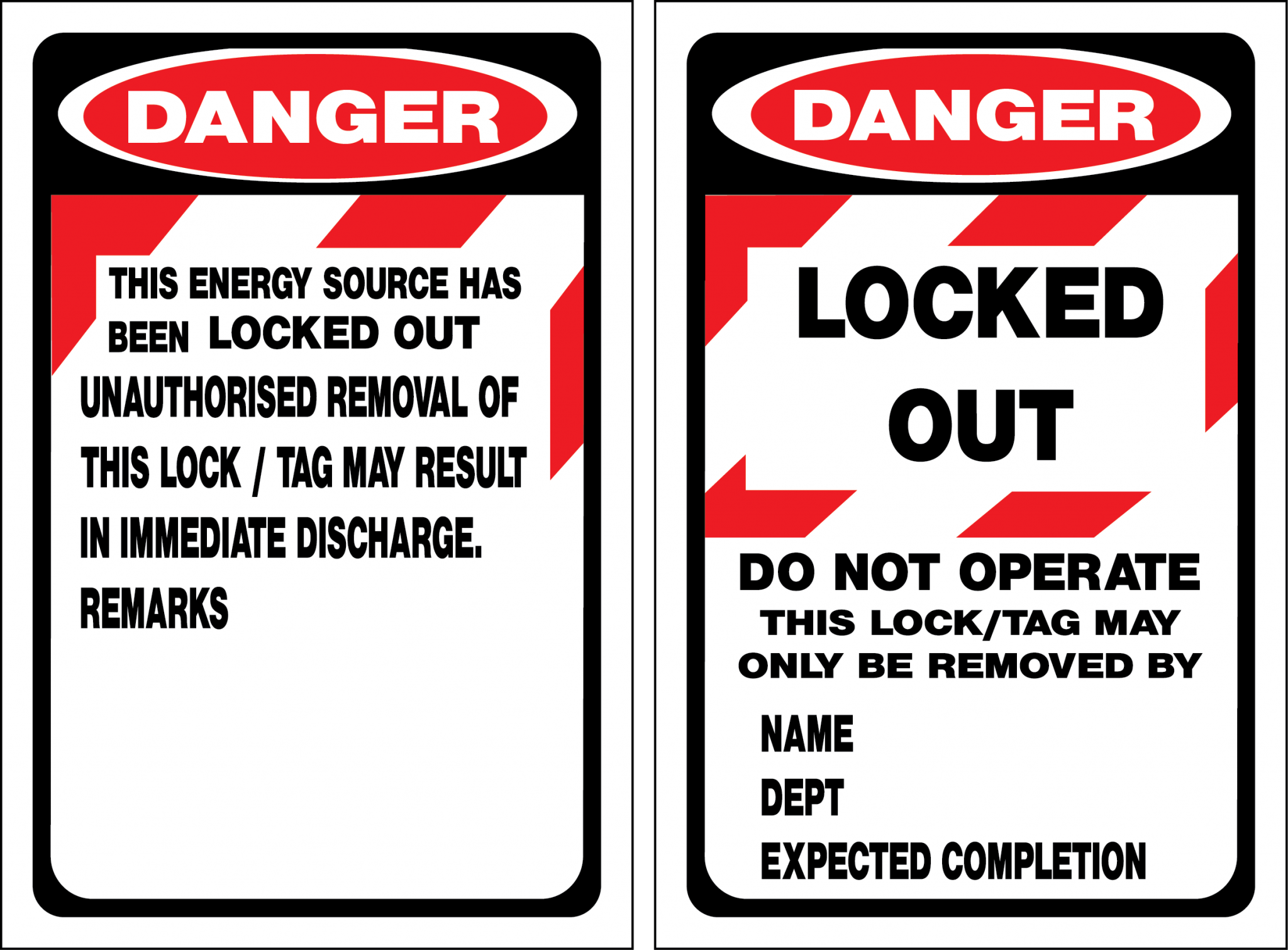 IN2SAFE Lockout Tag - Danger Locked Out- 90x135mm PKT(25) - Safety1st