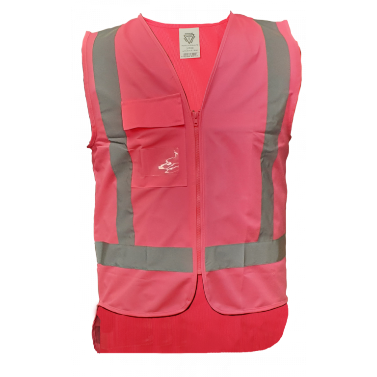 Caution Hi-Vis Taped Pink Basic Safety Vest - Safety1st