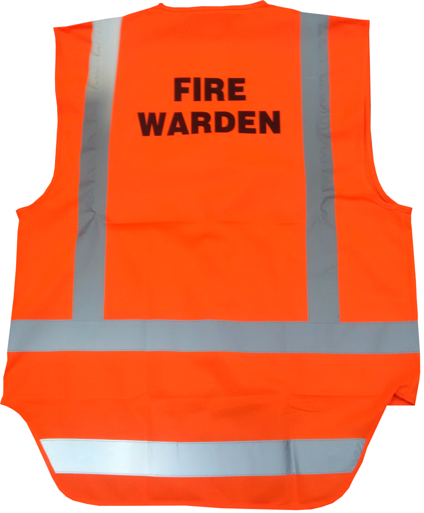 Caution Fire Warden Safety Vest - Fluro Yellow or Fluro Orange