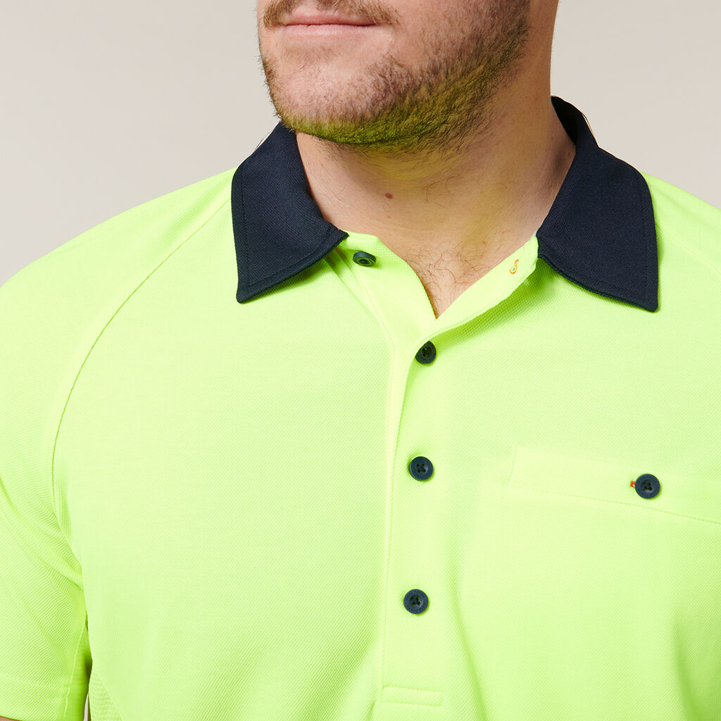 Hard Yakka Koolgear Hi Vis Polo 2 Tone Vented Short Sleeve Safety1st