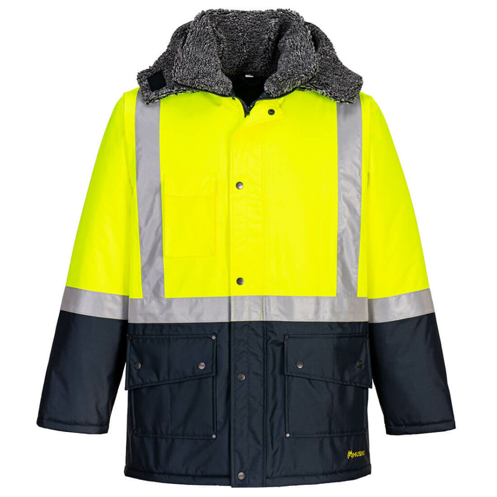 Huski Freezer Jacket Hi Vis Yellow Navy - S - 5XL - Safety1st