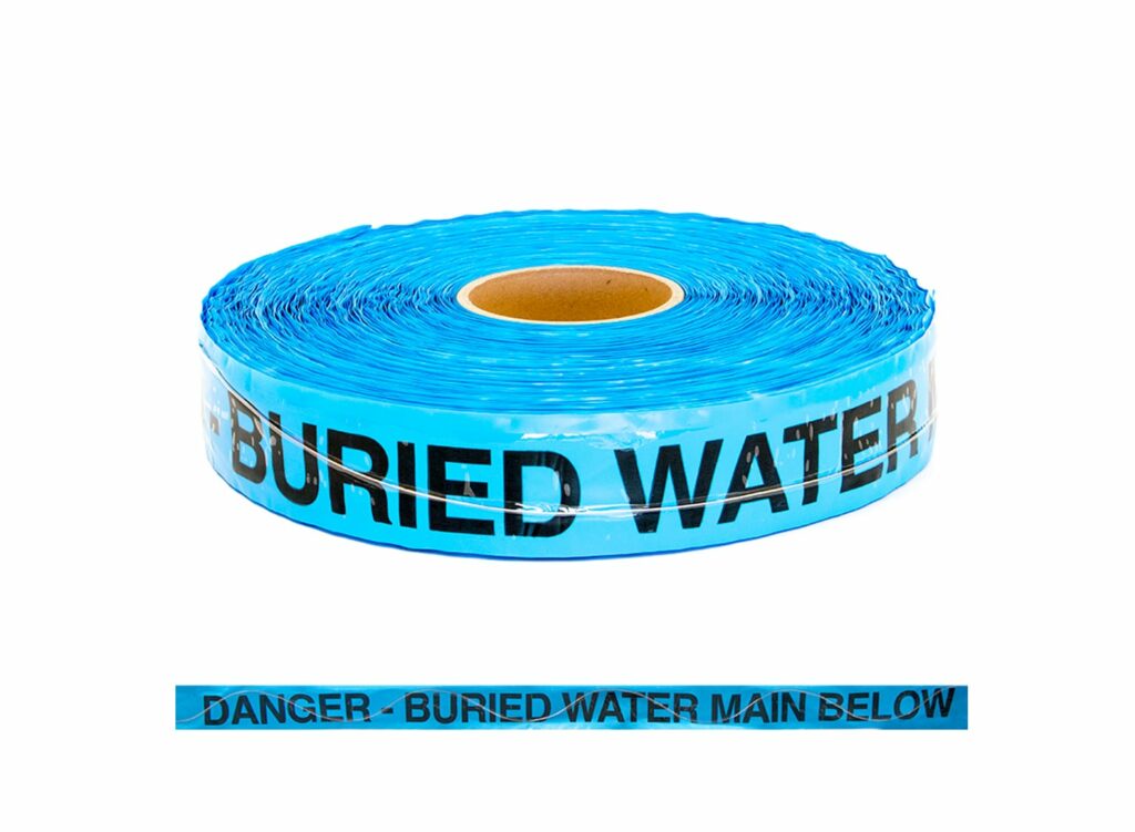 Detectable Wire Trench Tape WATER MAIN BELOW 50mmx250m - Safety1st