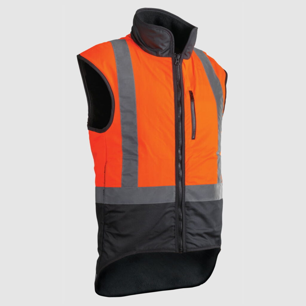 Styx Mill Vest Oilskin Orange Day/Night Fur Lined 23SP - Safety1st